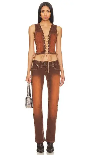 JADED LONDON Slim Bootcut Stretch Jeans In Orange