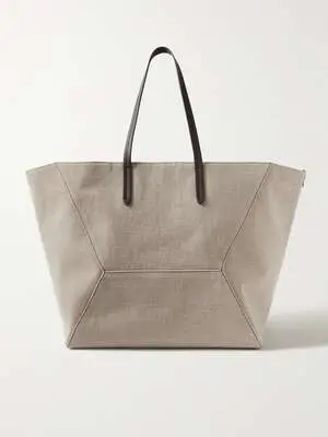 Brunello Cucinelli Leather-trimmed Canvas Tote
