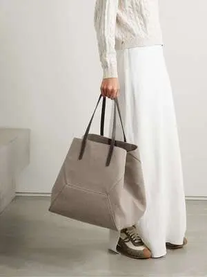 Brunello Cucinelli Leather-trimmed Canvas Tote