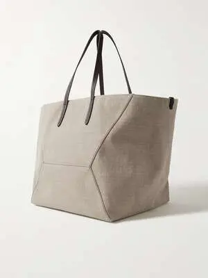 Brunello Cucinelli Leather-trimmed Canvas Tote