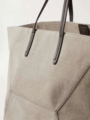Brunello Cucinelli Leather-trimmed Canvas Tote