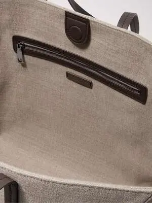 Brunello Cucinelli Leather-trimmed Canvas Tote