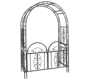 EVERGREEN Montebello Iron Garden Arbor With Gat E - One-color