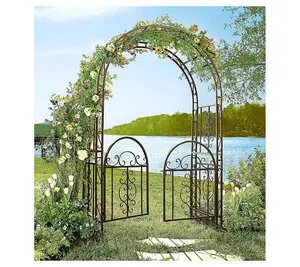 EVERGREEN Montebello Iron Garden Arbor With Gat E