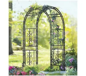 EVERGREEN Montebello Iron Garden Arbor With Gat E