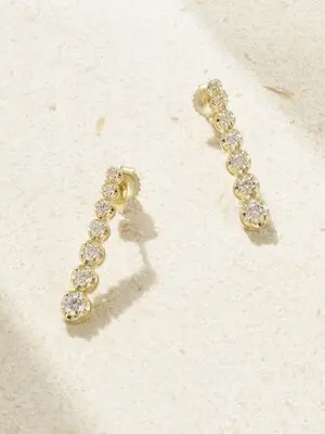 JENNIFER MEYER Mini Graduated 18-karat Diamond Earrings - Gold