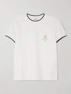 Brunello Cucinelli Tennis Piped Embroidered T-shirt