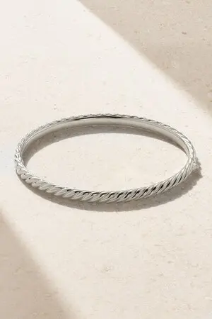 David Yurman Sculpted Cable Diamond Bangle - Gold