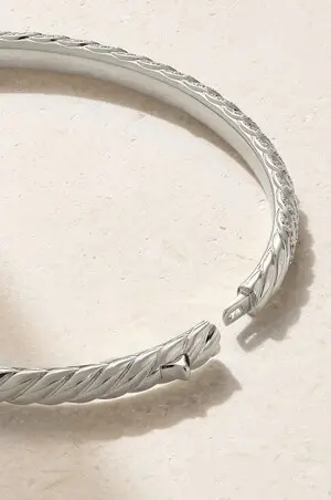 David Yurman Sculpted Cable Diamond Bangle - Gold