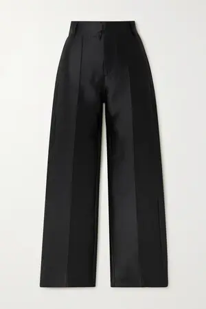 DESTREE Yoshitomo Pleated Faille Wide-leg Pants - Black