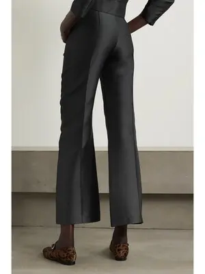 DESTREE Yoshitomo Pleated Faille Wide-leg Pants - Black
