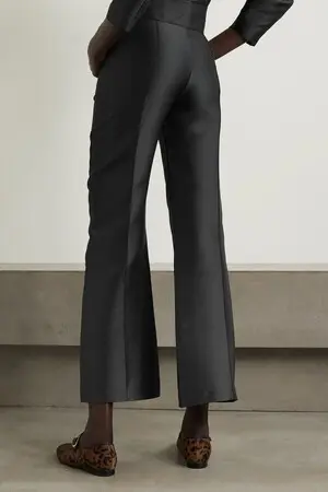 DESTREE Yoshitomo Pleated Faille Wide-leg Pants - Black