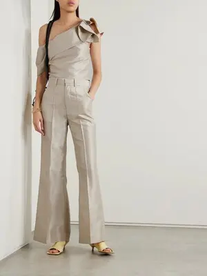 Rosie Assoulin Dupioni Flared Trousers
