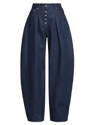 Jacquemus Women's Le De Nimes Ovalo Balloon Jeans - Navy Brown  Navy Brown