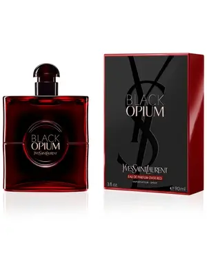 Saint Laurent Black Opium Eau De Parfum Over Red Spray