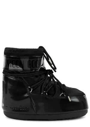 Moon Boot Icon Padded Metallic Satin Snow Boots - Black