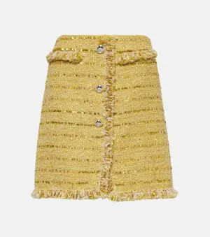 Giambattista Valli Fringed Bouclé Miniskirt - Yellow