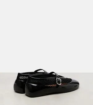 Alaïa Leather-trimmed Fishnet Ballet Flats - Black