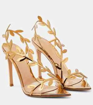 GIANVITO ROSSI Flavia Mirrored Leather Pumps - Gold
