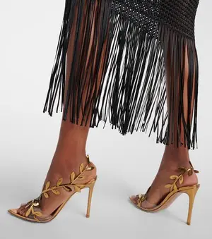 GIANVITO ROSSI Flavia Leaf-embellished Pumps - Gold