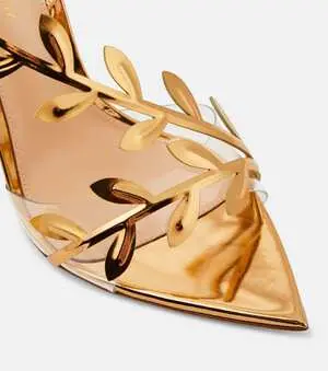 GIANVITO ROSSI Flavia Leaf-embellished Pumps - Gold