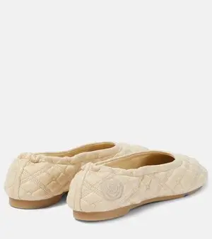 Burberry Ekd Quilted Leather Ballerinas - Beige