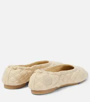 Burberry Ekd Quilted Leather Ballerinas - Beige