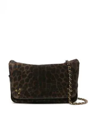 Jérôme Dreyfuss Bobi Suede Leopard Print Crossbody Bag - Brown