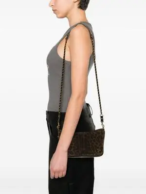 Jérôme Dreyfuss Bobi Suede Leopard Print Crossbody Bag - Brown