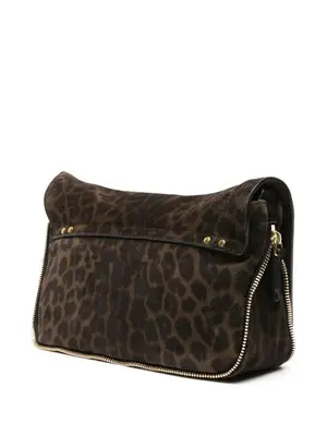Jérôme Dreyfuss Bobi Suede Leopard Print Crossbody Bag - Brown