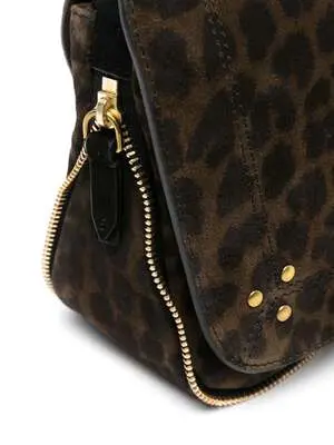 Jérôme Dreyfuss Bobi Suede Leopard Print Crossbody Bag - Brown