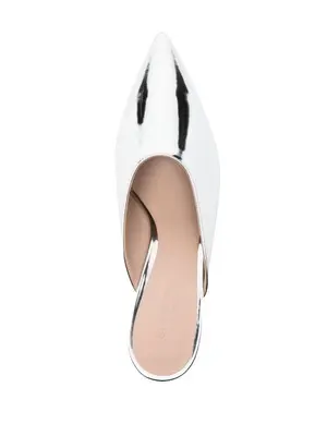 SCAROSSO Laura 60mm Patent Mules - Silver