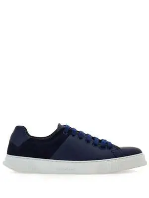 FERRAGAMO Leather Lace-up Sneakers - Blue