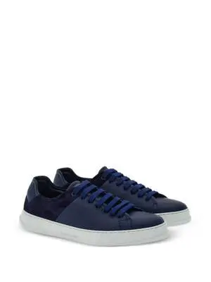 FERRAGAMO Leather Lace-up Sneakers - Blue