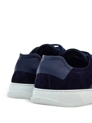 FERRAGAMO Leather Lace-up Sneakers - Blue