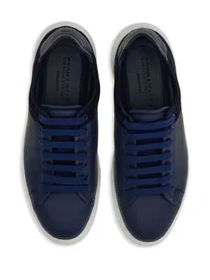 FERRAGAMO Leather Lace-up Sneakers - Blue