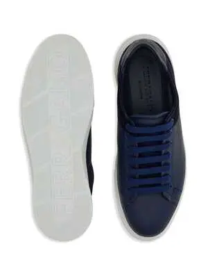 FERRAGAMO Leather Lace-up Sneakers - Blue