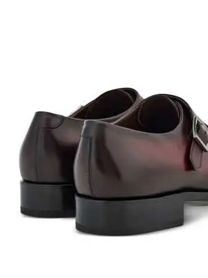 FERRAGAMO Tramezza Double Monk Strap Shoes - Red