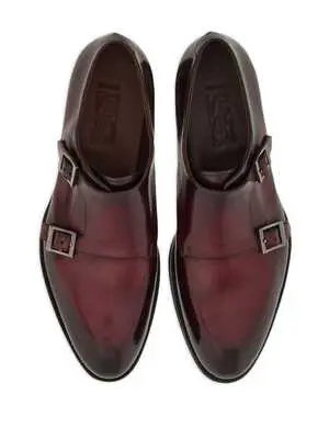 FERRAGAMO Tramezza Double Monk Strap Shoes - Red