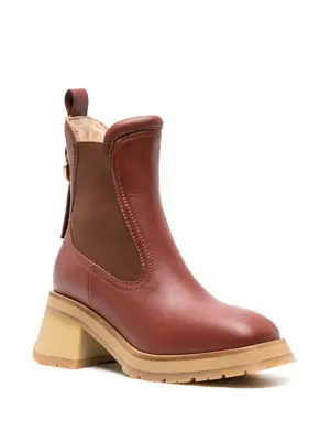 Moncler Gigi 70mm Leather Chelsea Boots - Brown