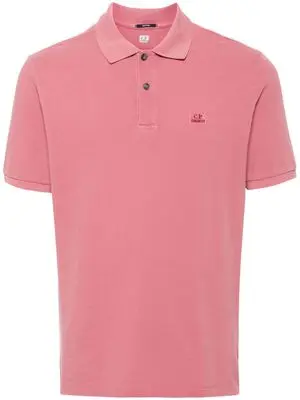 C.P. COMPANY Logo-embroidered Polo Shirt - Pink