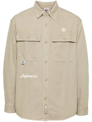 AAPE BY *A BATHING APE Logo-appliqué Denim Shirt - Brown