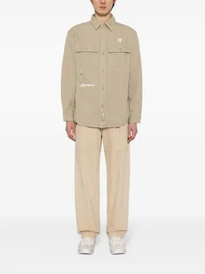 AAPE BY *A BATHING APE Logo-appliqué Denim Shirt - Brown