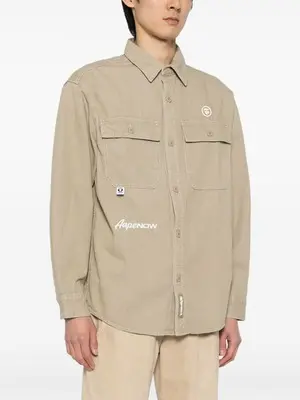 AAPE BY *A BATHING APE Logo-appliqué Denim Shirt - Brown