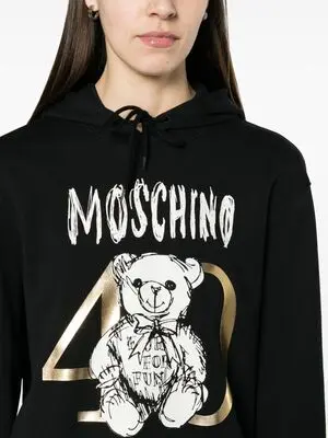 Moschino Teddy Bear-print Cotton Hoodie - Black