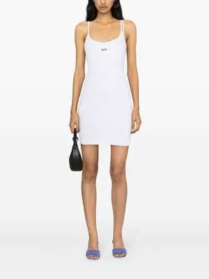 Off-White Logo-print Ribbed Minidress - White