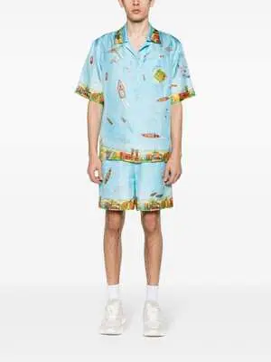 Casablanca Maison Sur Piloti Silk Shorts - Blue