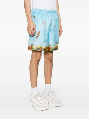 Casablanca Maison Sur Piloti Silk Shorts - Blue