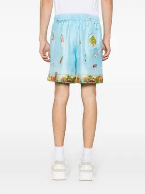 Casablanca Maison Sur Piloti Silk Shorts - Blue