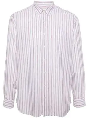 LARDINI Halo-stripe Classic-collar Shirt - Pink